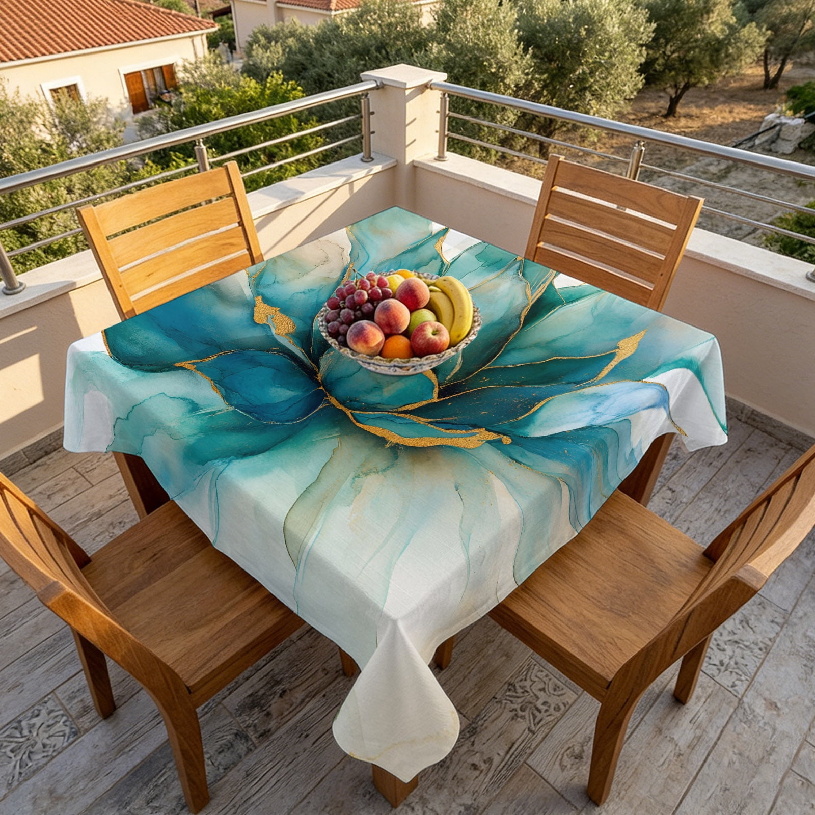 Abstract Marble Stone Flower Table Cloth 60x60in, Waterproof Square ...