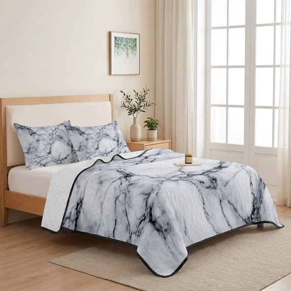 Abstract Marble Stone Texture 3 Pieces Quilt Set,1 Quilt with 2 Shams ...