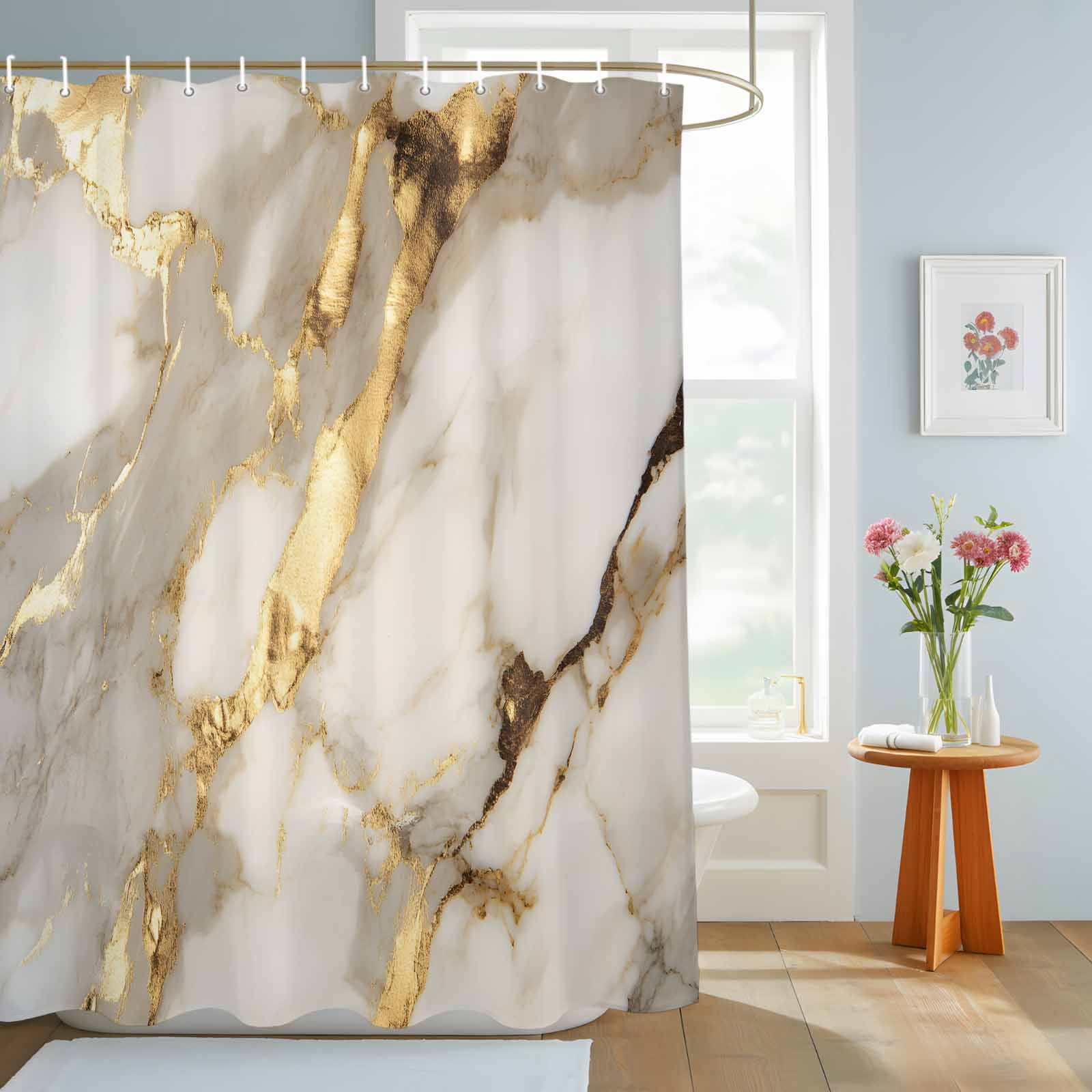 Abstract Marble Stone Texture Art Shower Curtain with Rustproof ...