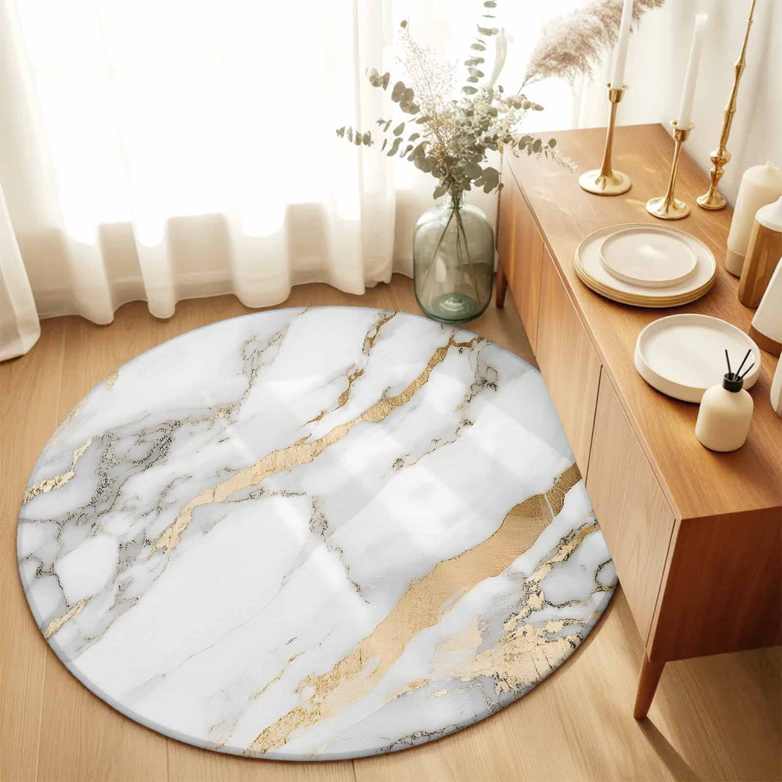 Abstract Marble Stone Texture Round Area Rug 3ft,Living Room Rug Non ...