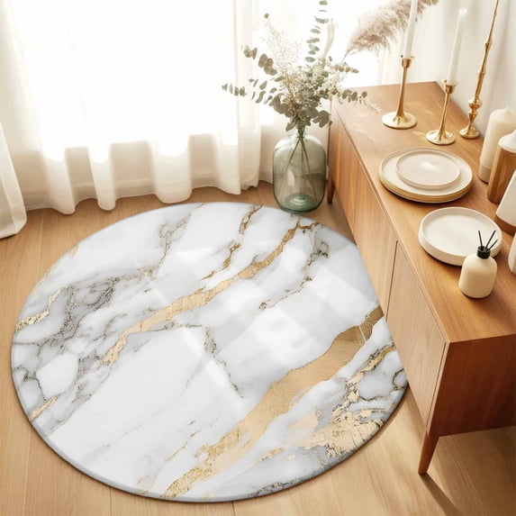 Abstract Marble Stone Texture Round Area Rug 3ft,Living Room Rug Non ...