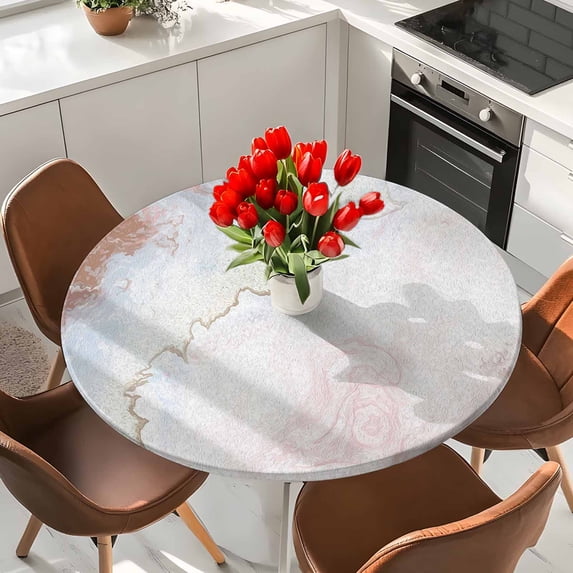 Abstract Marble Stone Texture Round Fitted Tablecloth with Elastic Edge ...