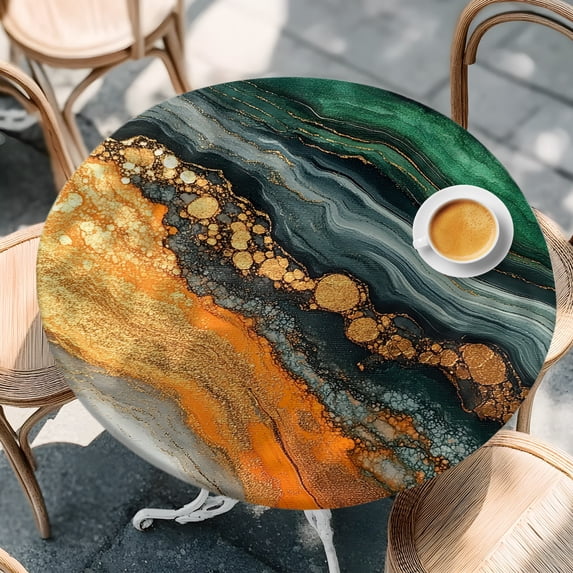 Abstract Marble Stone Texture Round Fitted Tablecloth with Elastic Edge ...