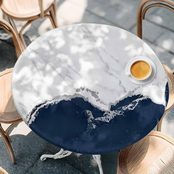 Abstract Marble Stone Texture Round Fitted Tablecloth with Elastic Edge ...