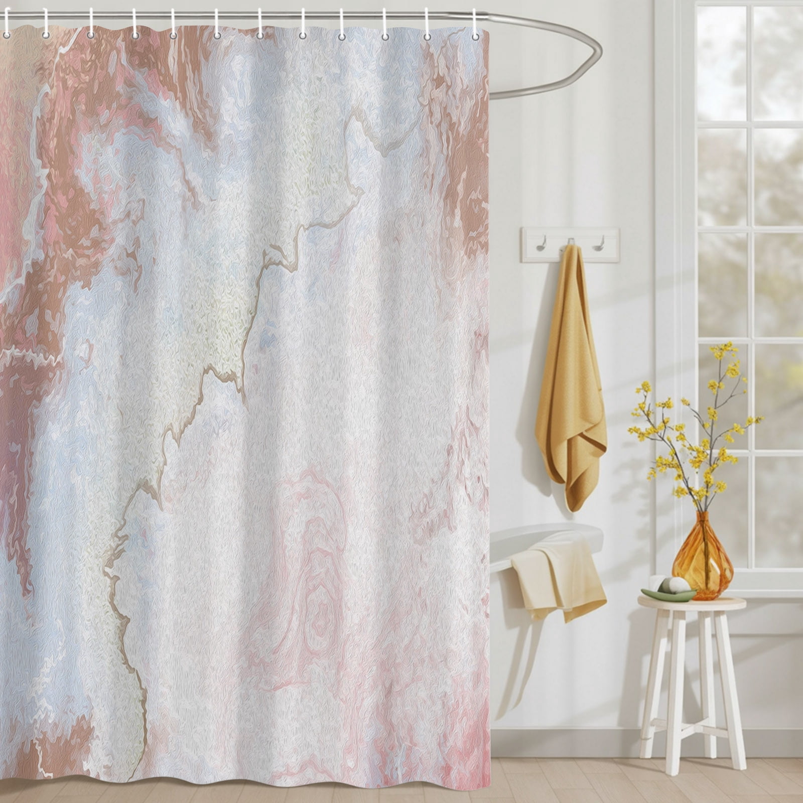 Abstract Marble Stone Texture Shower Curtain Set, Waterproof Shower ...