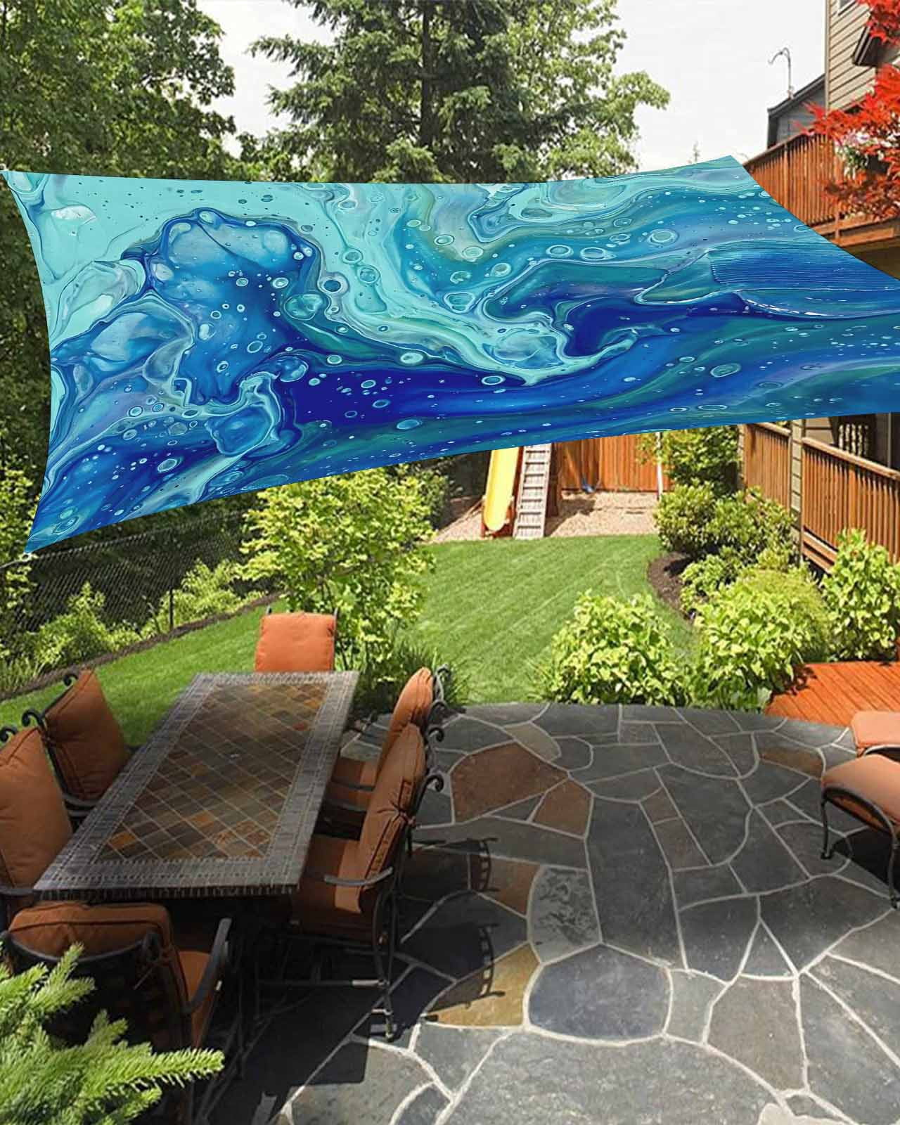 Abstract Marble Sun Shade Sail 12'X16' Turquoise Green Gradient Ocean ...