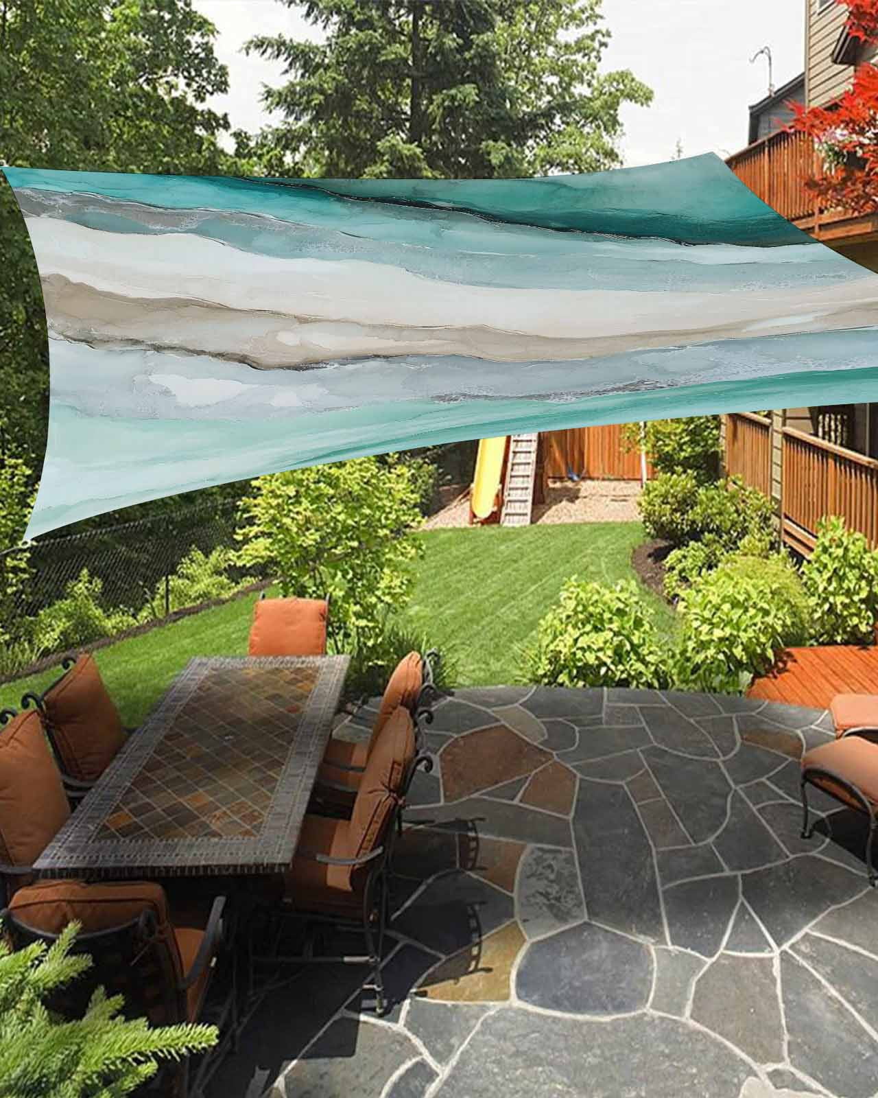 Abstract Marble Sun Shade Sail 6.5'X10' Texture Cyan Brown Gradient ...