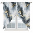 Abstract Marble Swag Curtain Valance for Window 2 Panels Black Gold ...