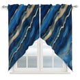 Abstract Marble Swag Curtain Valance for Window 2 Panels Dark Blue ...