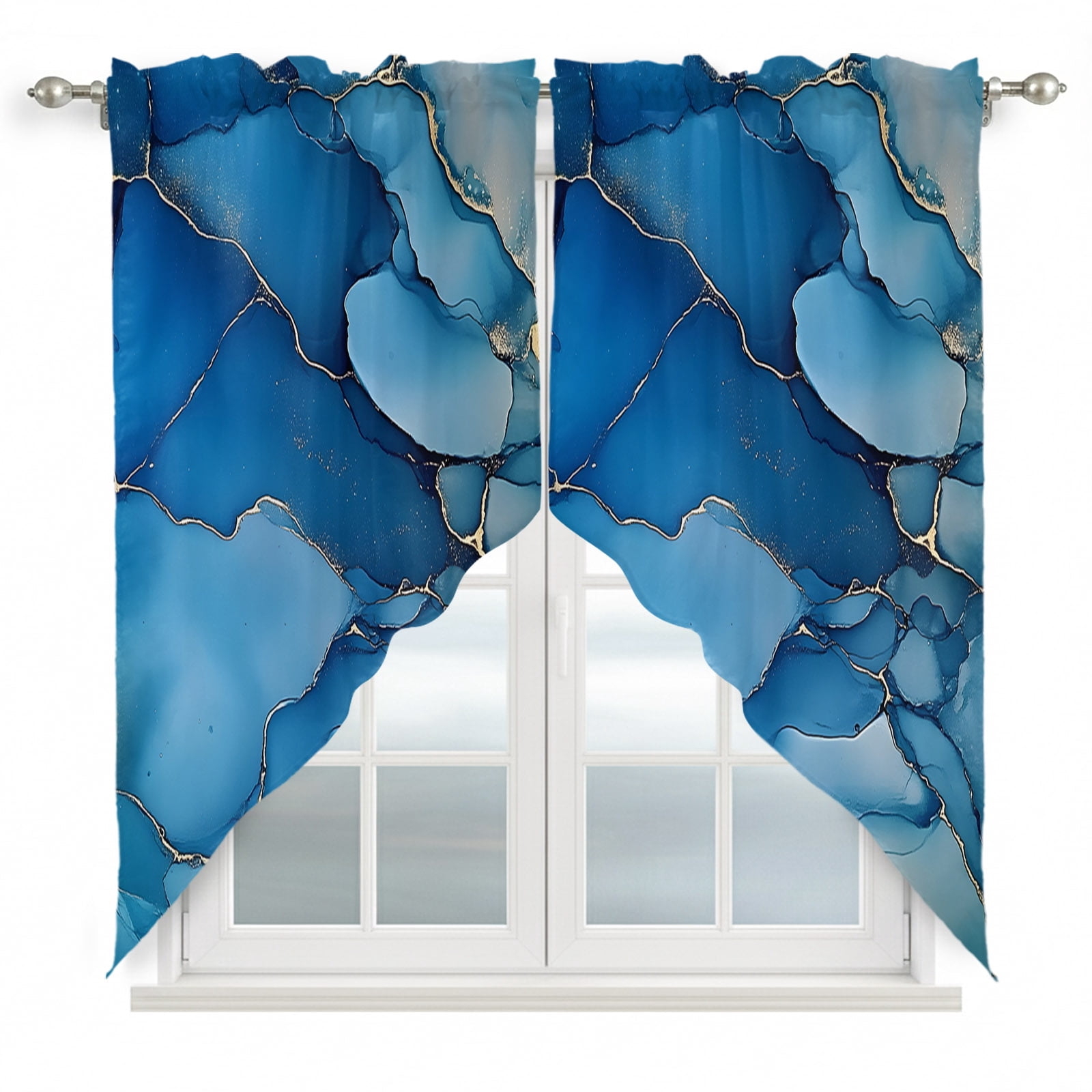 Abstract Marble Swag Curtain Valance for Window 2 Panels Stone Texture ...