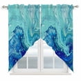 Abstract Marble Swag Curtain Valance for Window 2 Panels Turquoise ...