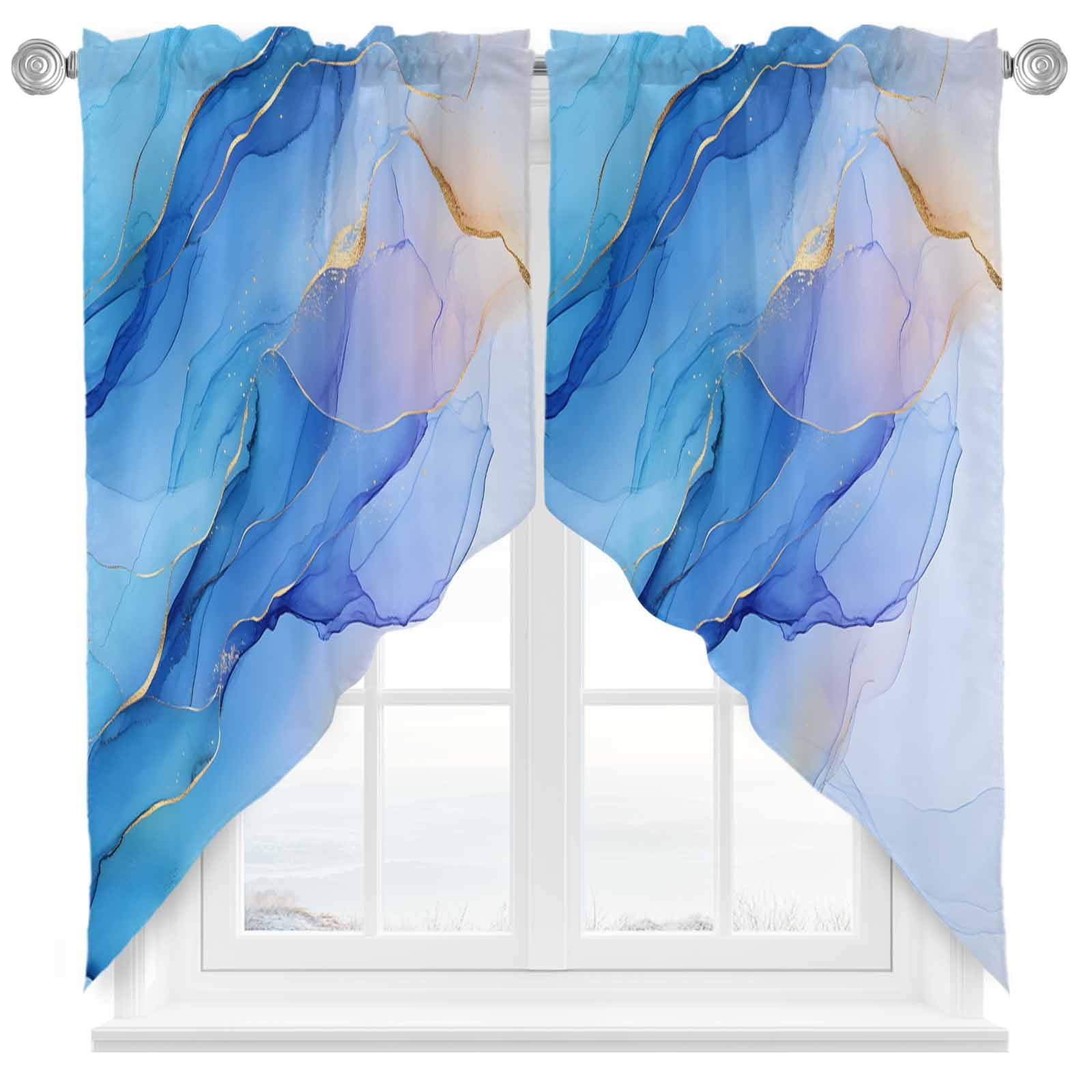 Abstract Marble Swag Valances for Windows 2 Pack Blue Purple Gradient ...