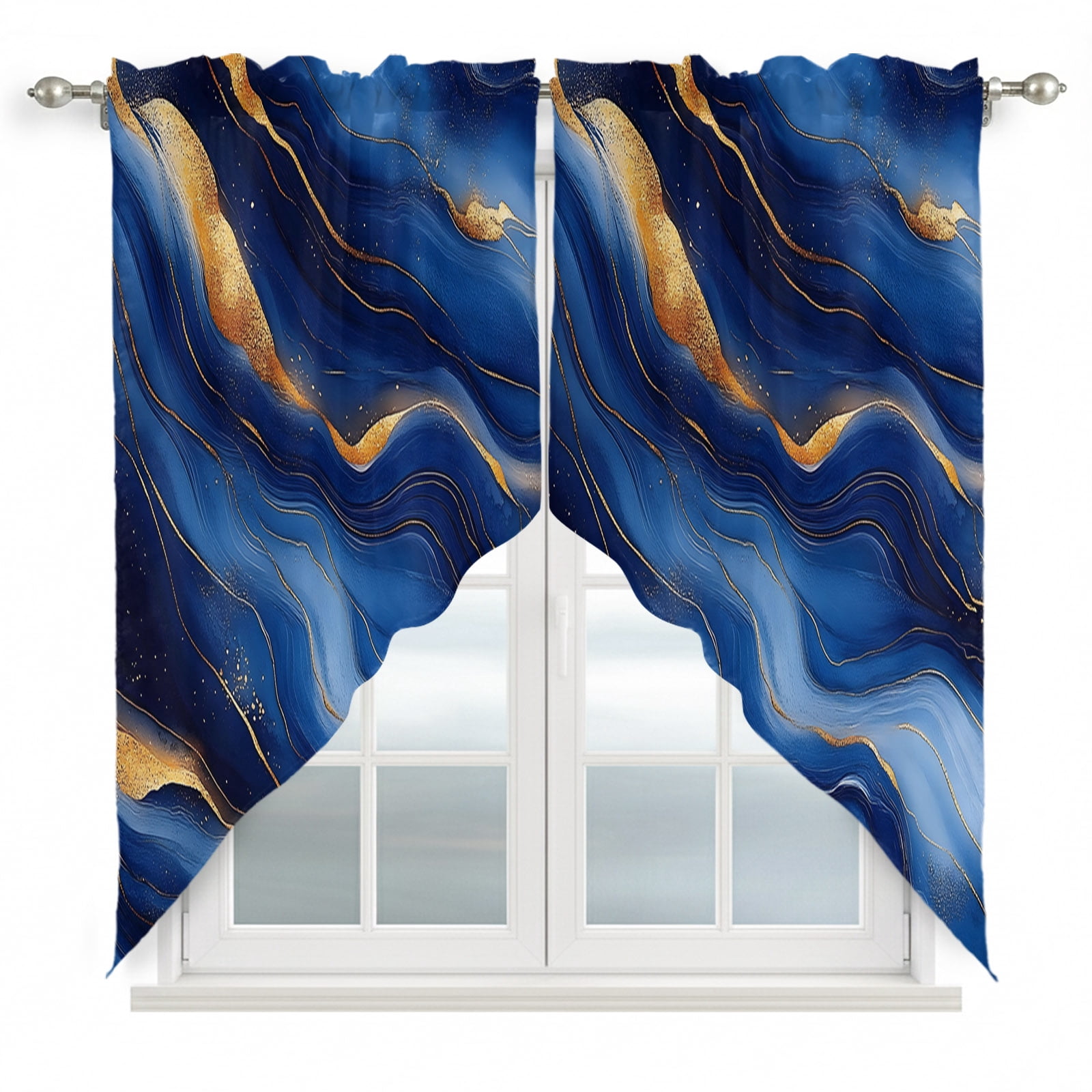Abstract Marble Swag Valances for Windows 63 inches Long, Gold Texture ...