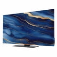 Abstract Marble TV Dust Cover 65 Inch, Blue Gold Texture Modern Style ...