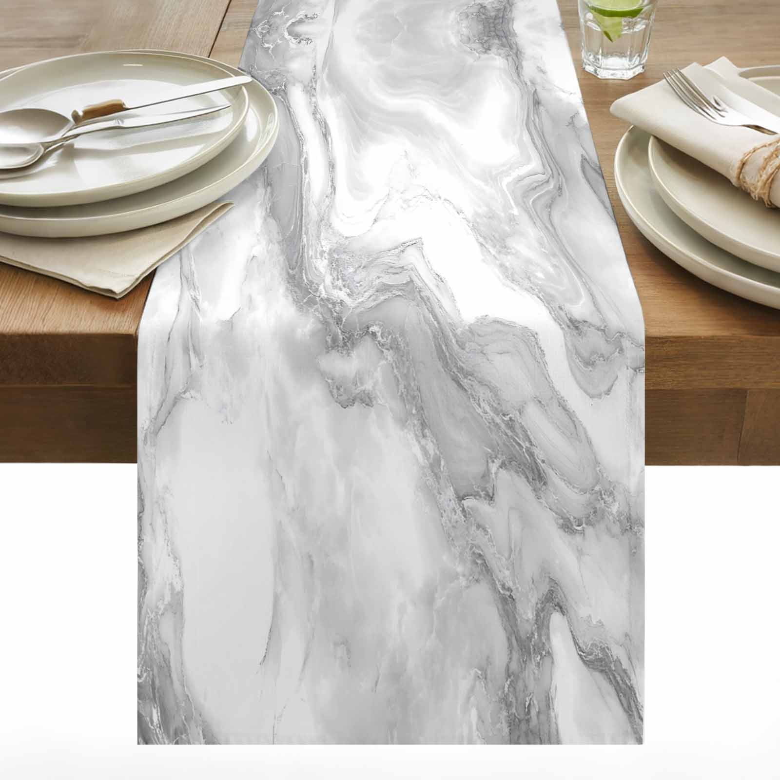 Abstract Marble Table Runner 13x120 inch Minimalist Art Back Texture ...