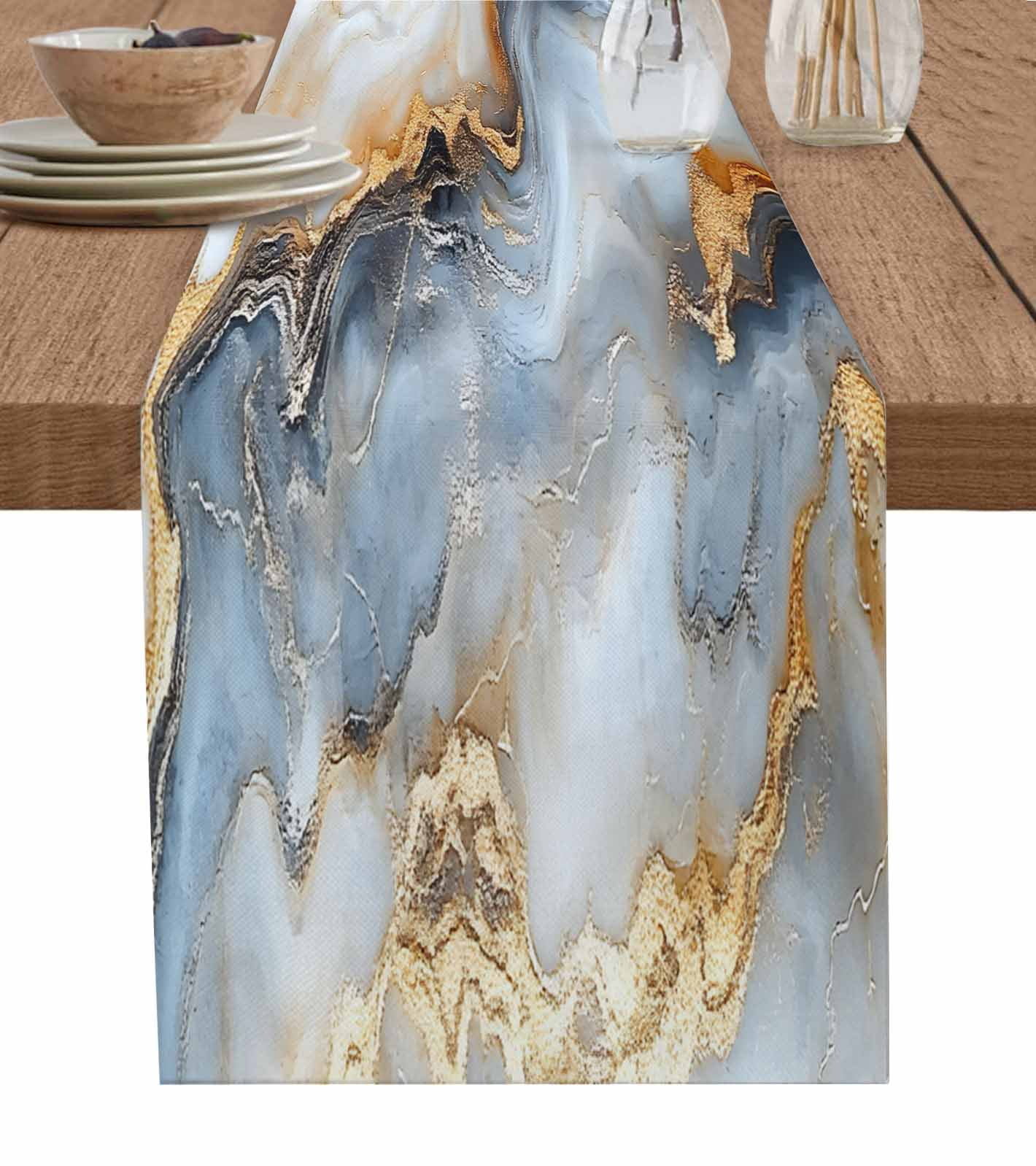 Abstract Marble Table Runner 72 Inches, Contemporary Minimalism Art Bed ...