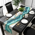 Abstract Marble Table Runner 72 Inches Long - Turquoise Abstract Golden ...