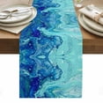 Abstract Marble Table Runner Turquoise Green Fluid Gradient Waves ...