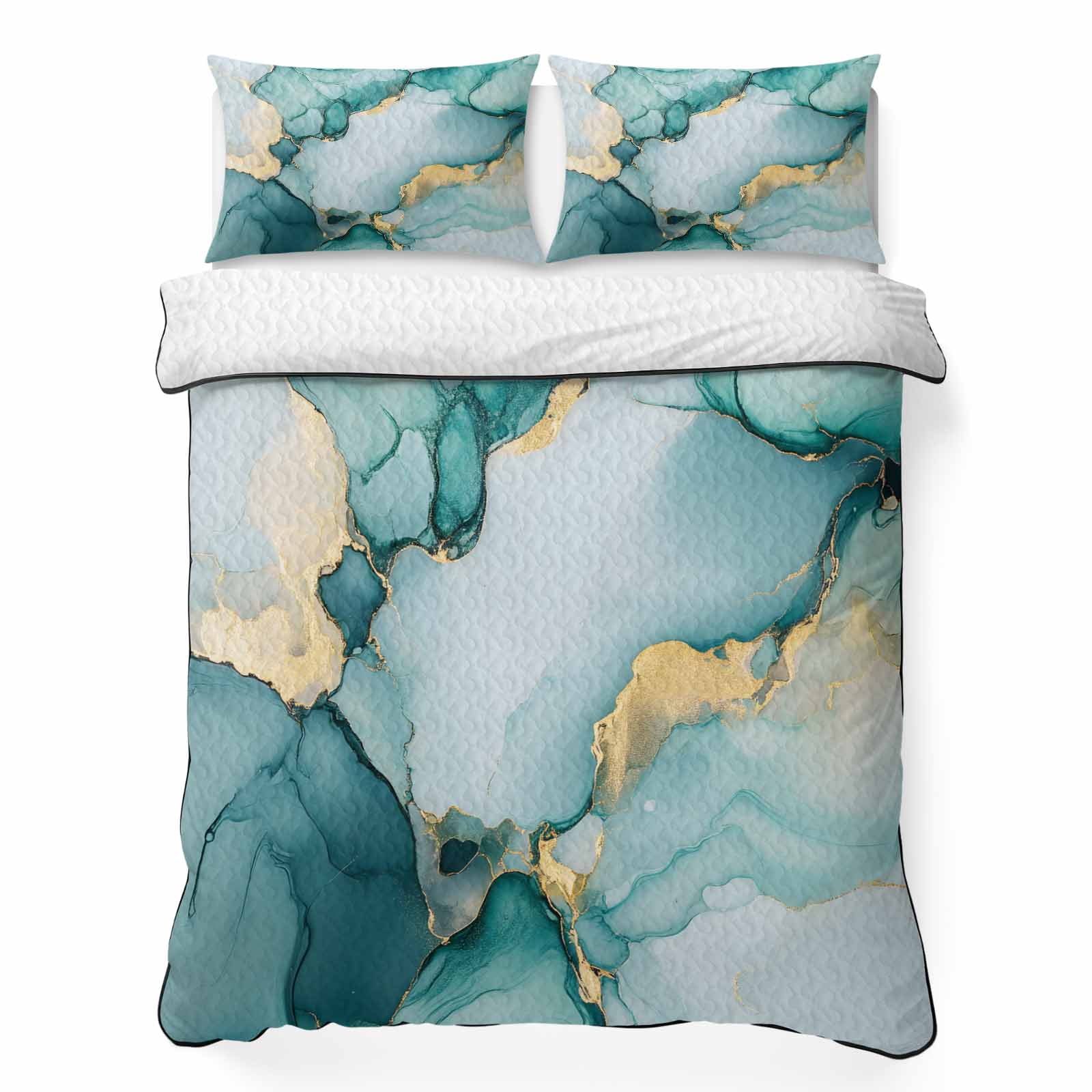 Abstract Marble Texture 3 Piece Quilt Bedding Set with 2 Pillow Shams ...