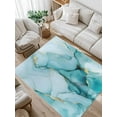 Abstract Marble Texture Area Rug for Bedroom 4x6 Ft Teal Gradient Art ...