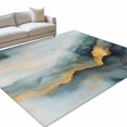 Abstract Marble Texture Area Rug, Green Black Gradient Gold Crack Art ...