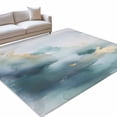 Abstract Marble Texture Area Rug, Green Golden Graffiti Art Non-Slip ...