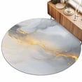 Abstract Marble Texture Area Rug, Grey Gradient Gold Crack Art Non-Slip ...
