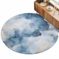 Abstract Marble Texture Area Rug, Navy Blue Gradient Gold Crack Art Non ...
