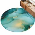 Abstract Marble Texture Area Rug, Teal Green Gradient Gold Crack Art ...