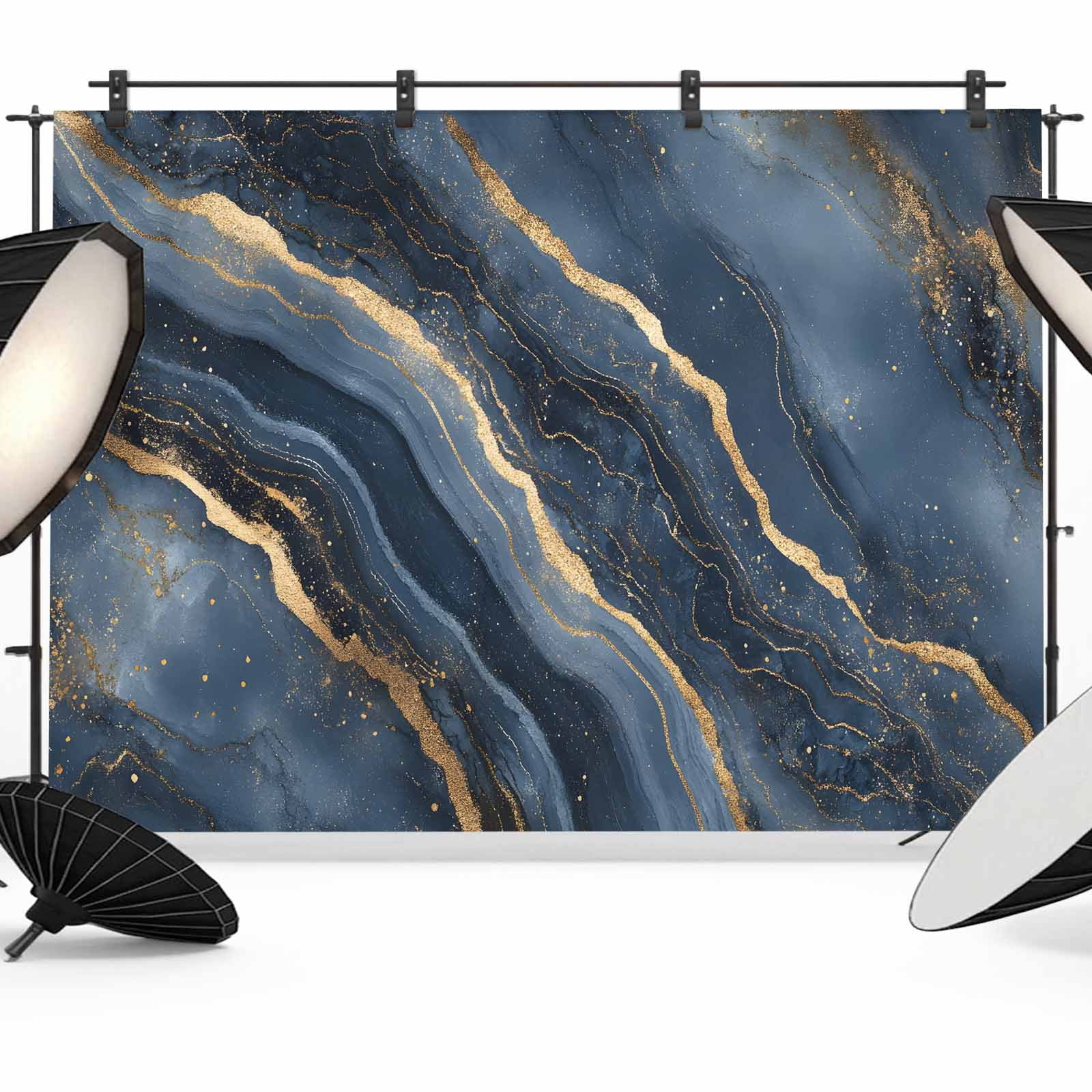 Abstract Marble Texture Backdrop for Photography, Gradient Blue Gold ...