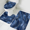 Abstract Marble Texture Bathroom Rugs Set Blue Gold Wave Art Non Slip ...