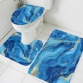 Abstract Marble Texture Bathroom Rugs Set Gold Deep Blue Gradient Art ...