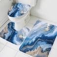 Abstract Marble Texture Bathroom Rugs Set Gradient Waves Blue Gold Art ...