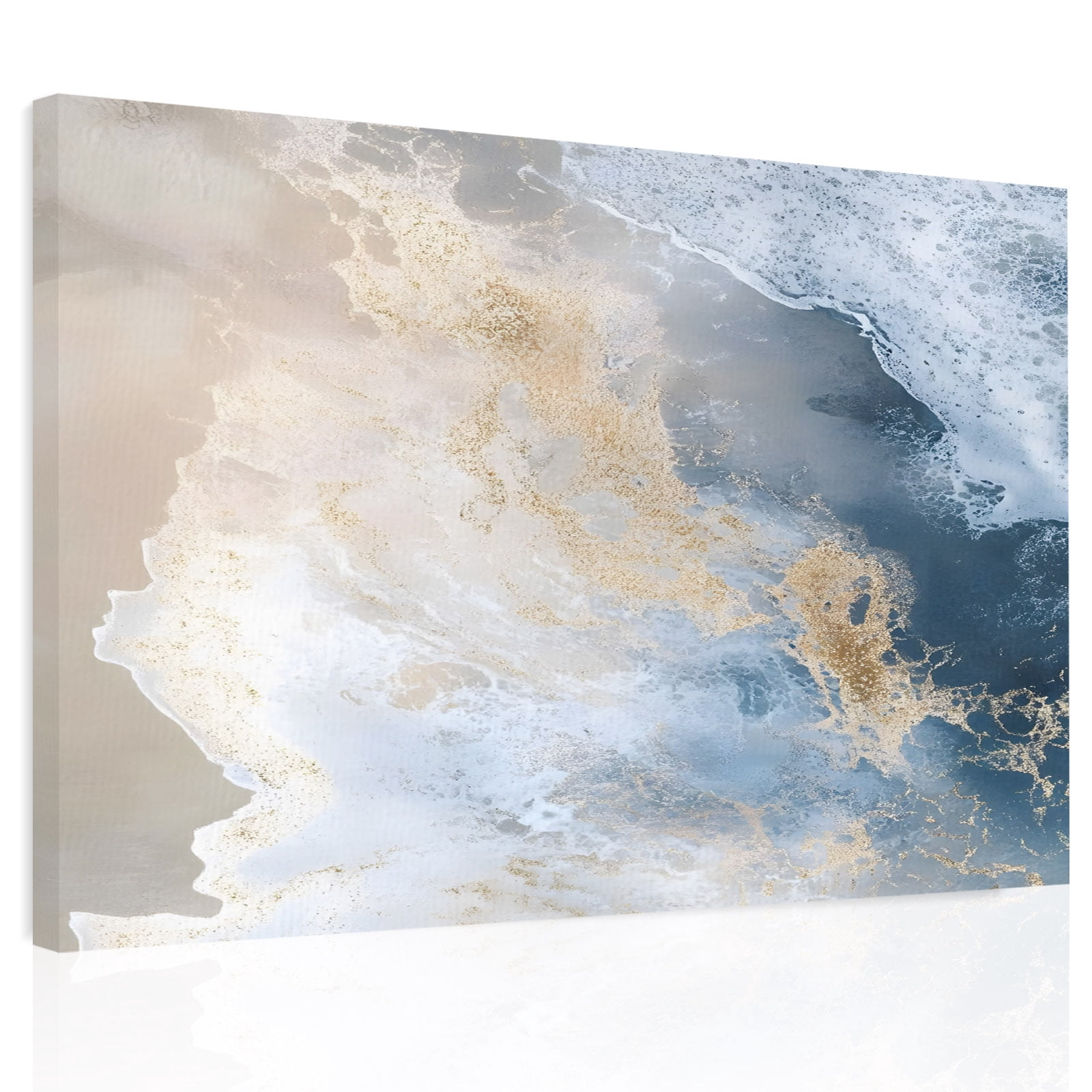 Abstract Marble Texture Canvas Print Wall Art, Blue Yellow Color ...