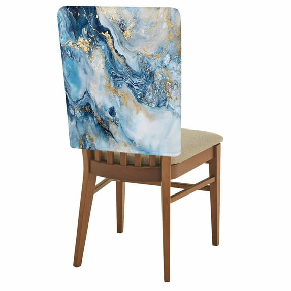 Abstract Marble Texture Chair Back Covers Set of 8, Gradient Green Gold ...