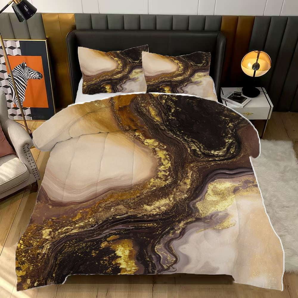 Abstract Marble Texture Comforter Set Queen Size Bedding Set For Travl ...