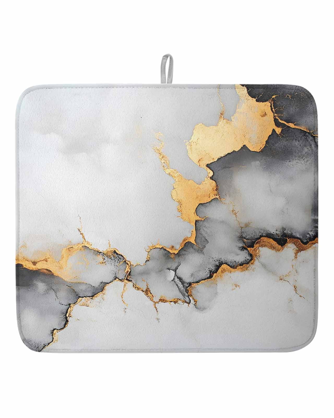 Abstract Marble Texture Dish Drying Mat 16x18 inch Grey White Gradient ...