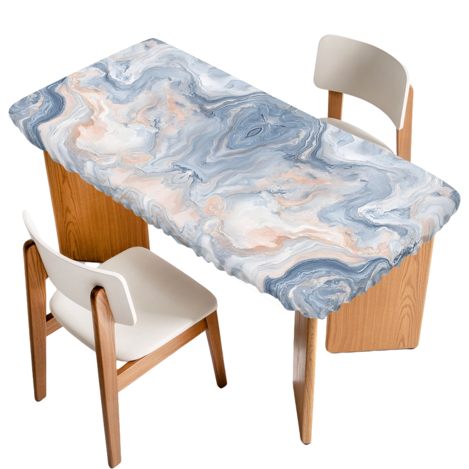 Abstract Marble Texture Fitted Rectangle Tablecloth 24" x 36" Blue Gray ...