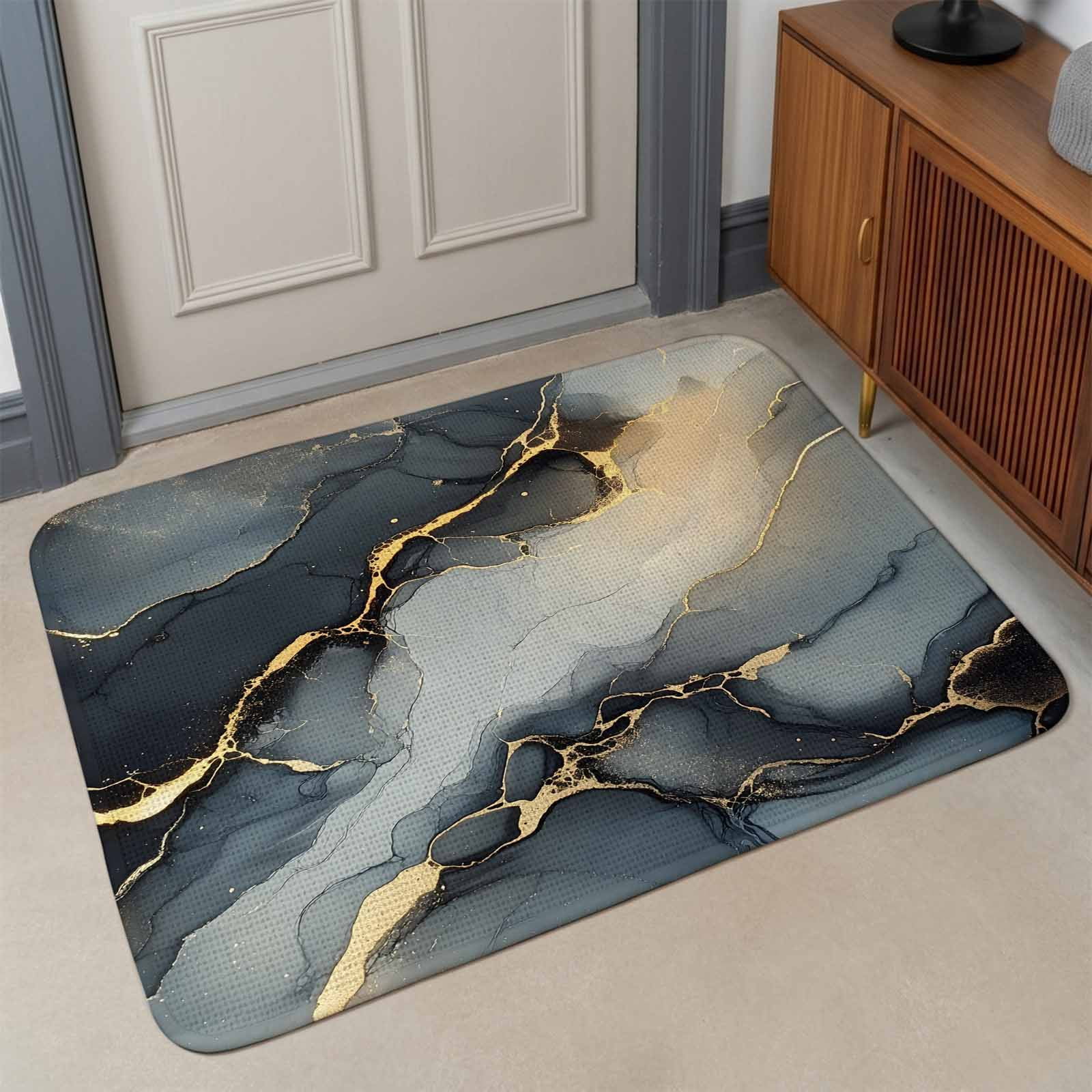 Abstract Marble Texture Front Door Mat Indoor Entrance, Grey Shinny ...