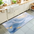 Abstract Marble Texture Gold Blue Rectangle Rug 2'x6' Stone Art ...