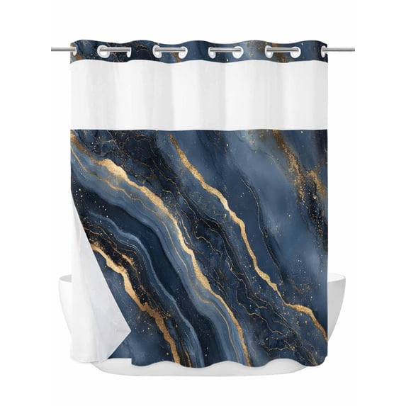 Abstract Marble Texture No Hook Shower Curtain and Liner Set Gradient ...