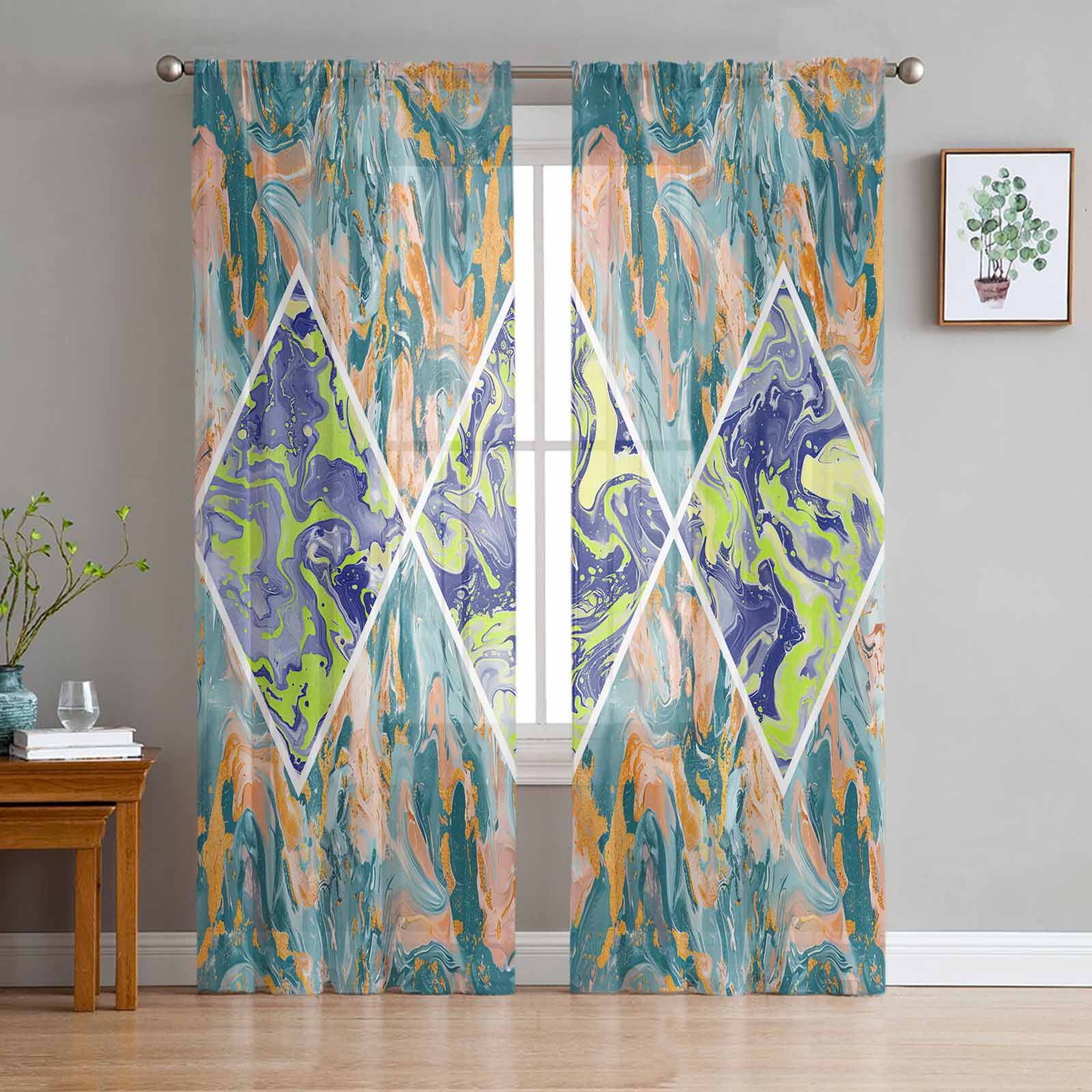 Abstract Marble Texture In Modern Art Curtains Living Room Sheer Tulle ...
