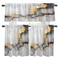 Abstract Marble Texture Kitchen Curtains Set for Windows, Grey White ...