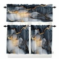 Abstract Marble Texture Kitchen Curtains Valance and Tier Set Gold ...