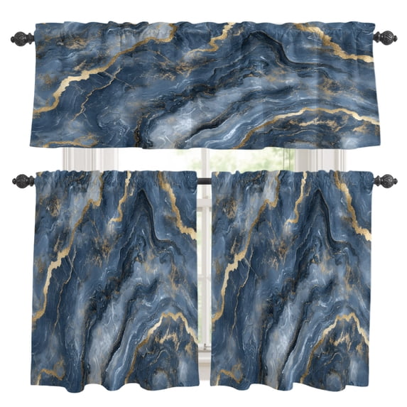 Abstract Marble Texture Kitchen Curtains Valance and Tier Set Gradient ...