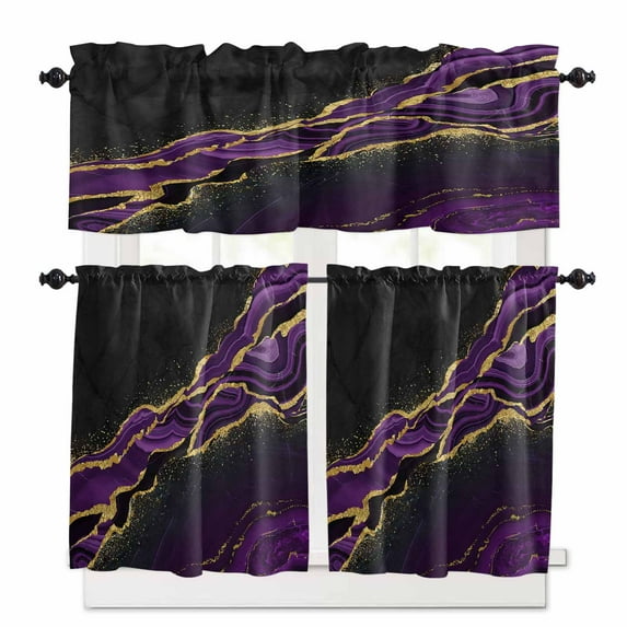 Abstract Marble Texture Kitchen Curtains Valance and Tier Set Vintage ...