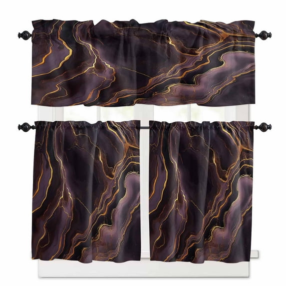 Abstract Marble Texture Kitchen Curtains Valances and Tiers Set of 3 ...