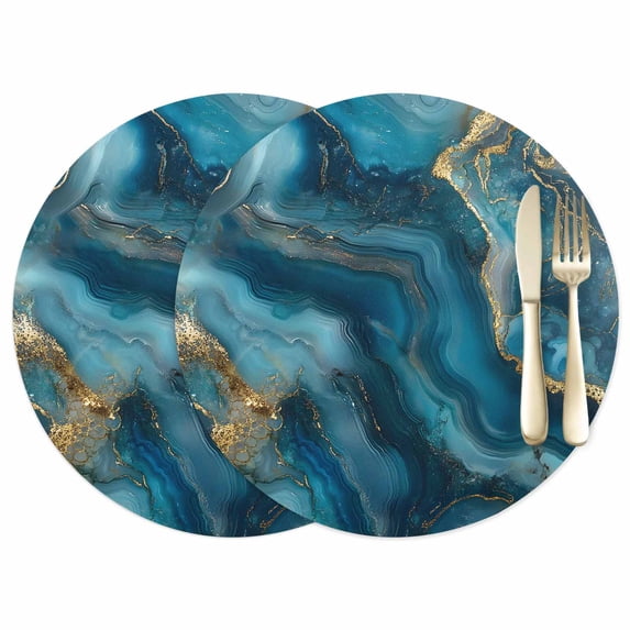 Abstract Marble Texture Leather Placemats Set of 2, 12 Inch, Gradient ...