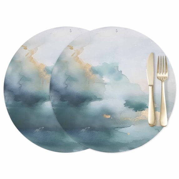 Abstract Marble Texture Leather Placemats Set of 2, 12 Inch, Green ...