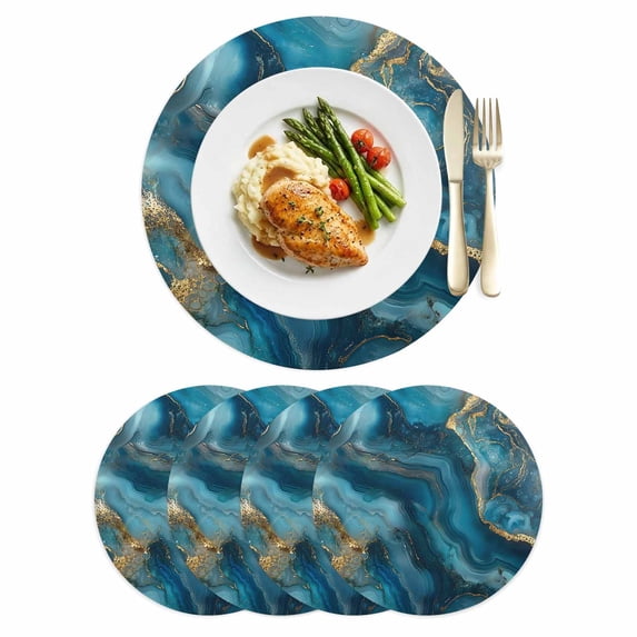 Abstract Marble Texture Leather Placemats Set of 4, 12 Inch, Gradient ...